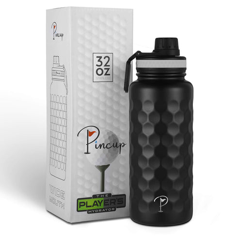 Pincup - 32 oz Insulated Water Bottle - Golf Dimpled Black - Stainless ...
